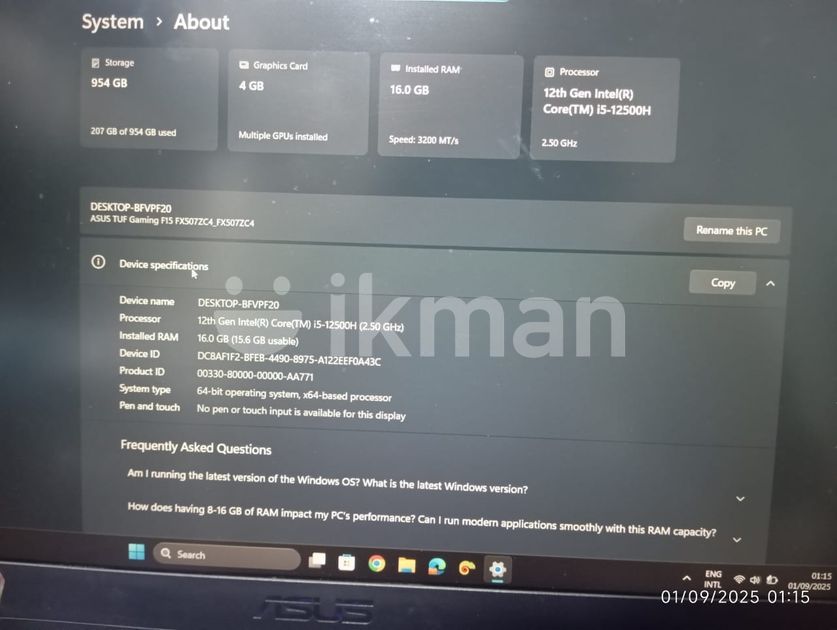 Tuf f15 12th Gen Intel Core i5-12500H, up to 4.5 GHz_ for Sale in ...