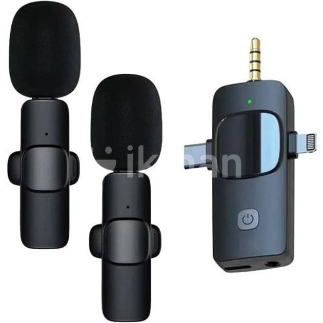 3 in 1 Wireless Collar Mic Dual Clip - Phone USB A -Type C 2 pcs Mics ...