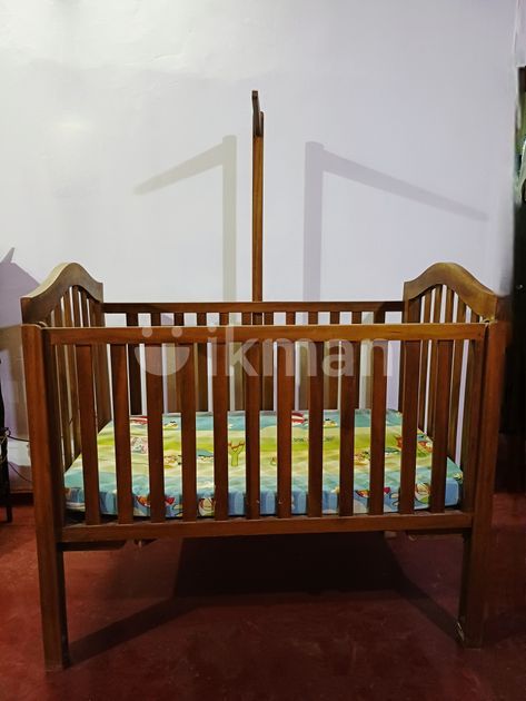 Adjustable Wooden Baby Cot with Mattress for Sale in Weligama | ikman