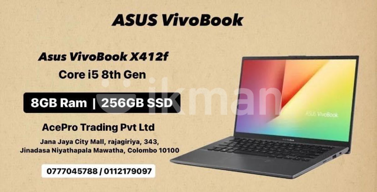 Asus VivoBook x412f i5 8th Gen 8GB 256GB SSD for Sale in Rajagiriya | ikman