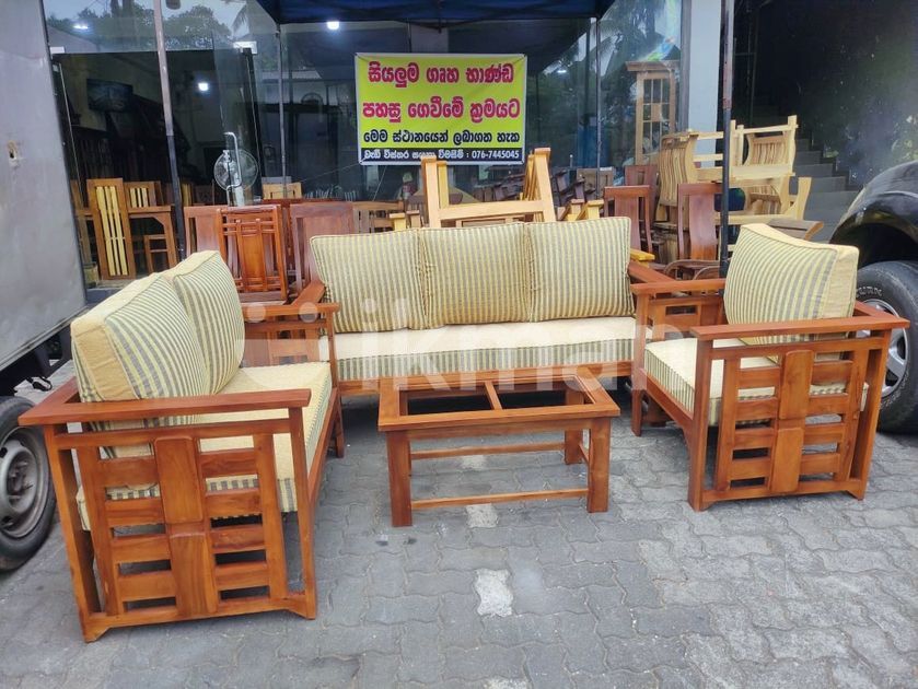 ( Easy Installments ) Teak Heavy Box Modern 321 Sofa with Glass Stool ...