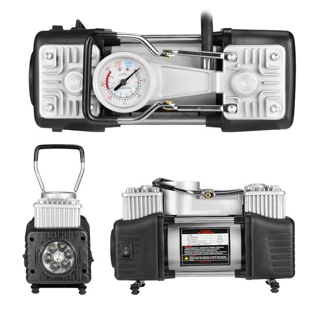 Emergency Tools Double Cylinder DC Air Compressor Set Tyre Repair Kit ...