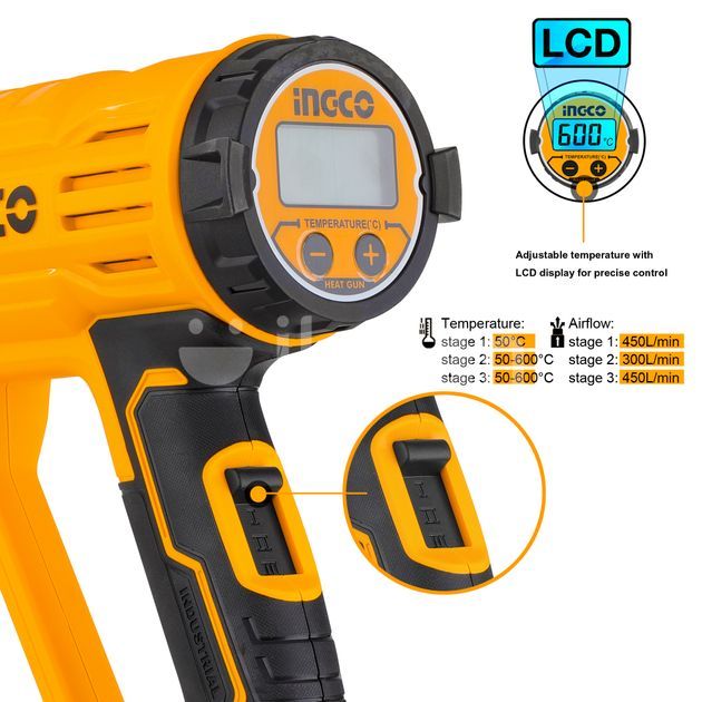 Ingco Industrial Heat Gun With LCD Screen 2000W HG200058 Click for Sale ...