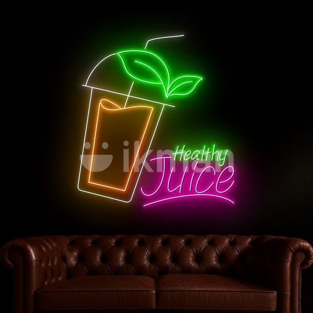 Juice Fruit Neon Light, Healthy Led Coffee Shop Wall Art for Sale in ...