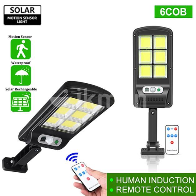 Solar Motion Sensor Wall Light - 6 COB Outdoor / Street Lamp- Remote ...