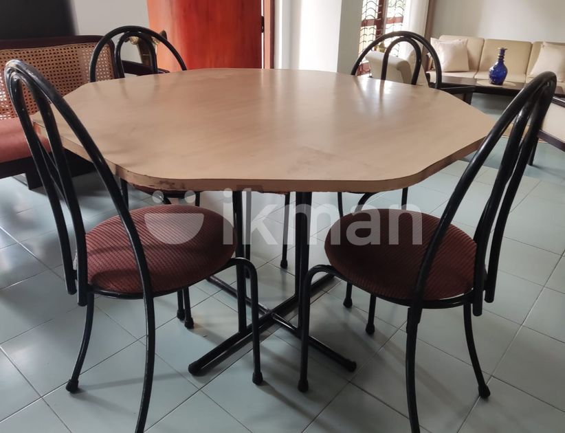 Steel Table with Melamine Top 4 Cushioned Chairs for Sale ...