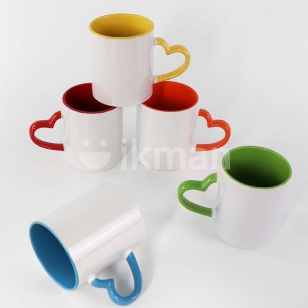 Sublimation Plain Ceramic Inner Color Heart Handle Mug for Sale in ... Sublimation Plain Ceramic Inner Color Heart Handle Mug for Sale in ...