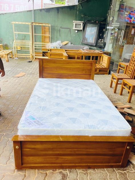 Teak Heavy Box Bed with Japanese Bonded Form Hybrid Plush Mattress ...