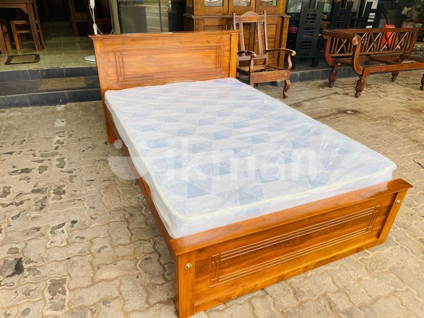Teak Heavy Box Bed with Japanese Bonded Form Hybrid Plush Mattress ...