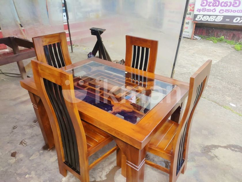 Teak Heavy Dining Table With 4 Chairs 4x3--/-- for Sale | Kaduwela | ikman