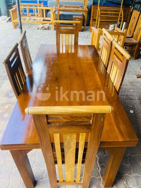 Teak Heavy Dining Table with 6 Burutha Mixed Chairs for Sale | Kaduwela ...