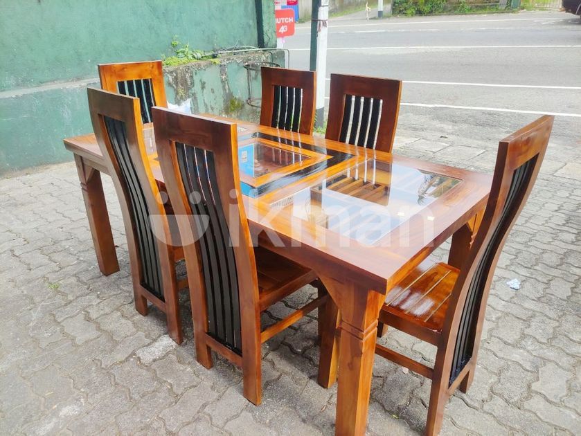 Teak Heavy Dining Table With 6 Chairs 6x3 | Kaduwela | ikman
