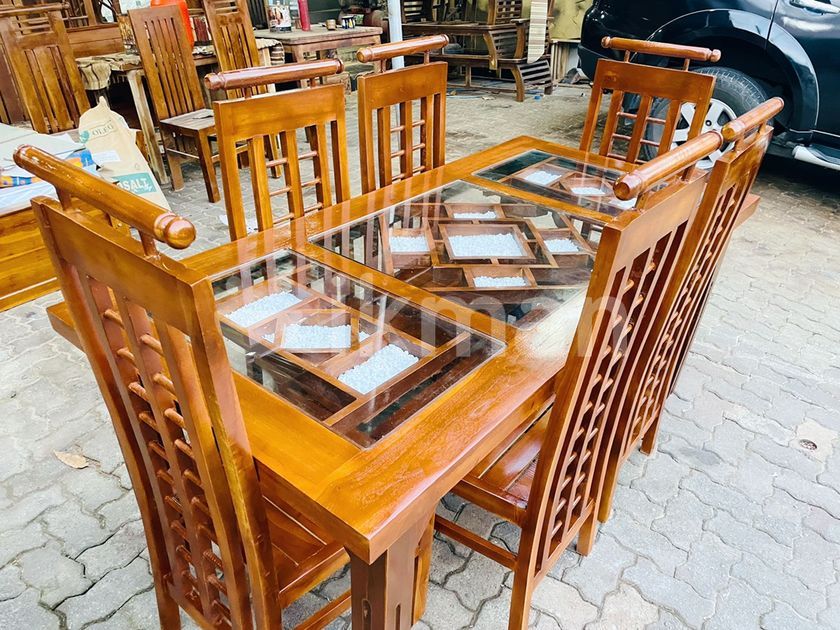Teak Heavy Dining Table with 6 Chairs (6x3) for Sale | Kaduwela | ikman