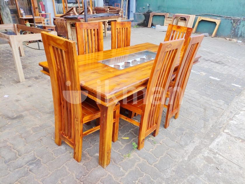Teak Heavy Dining Table With 6 Chairs 6x3 for Sale | Kaduwela | ikman