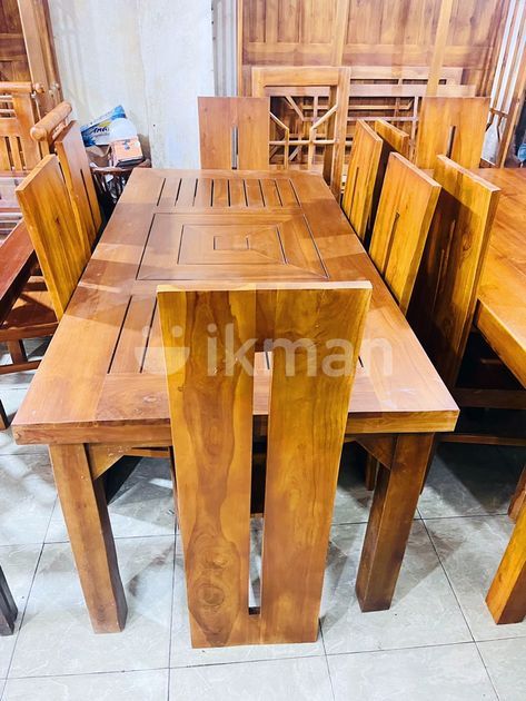 Teak Heavy Dining Table With 6 Modern Chairs 6x3 for Sale | Kaduwela ...