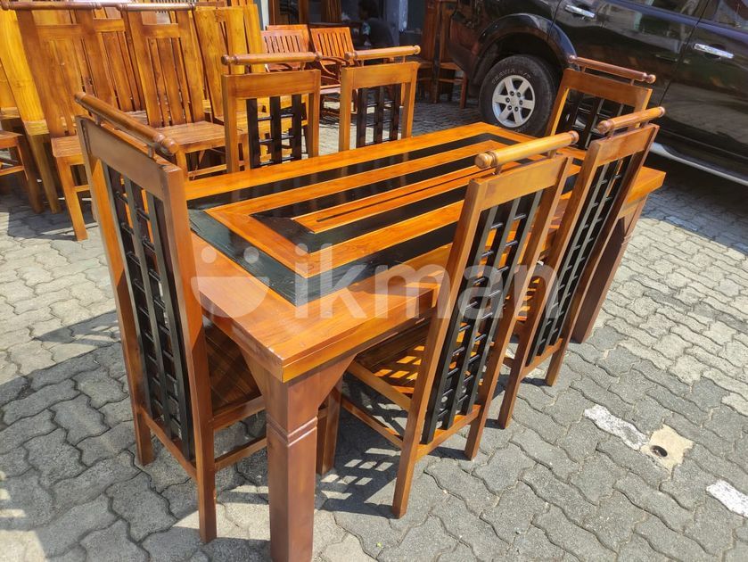 Teak Heavy Dining Table with 6 Two Tone Chairs - Tdtc2416 ...