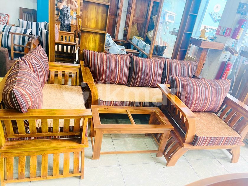 Teak Heavy Ex Large Luxury Fabric Rosem Sofa with Wooden Stool for Sale ...