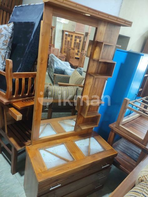 Teak Heavy Ex Large Modern Box Dressing Table with LED Light for Sale ...