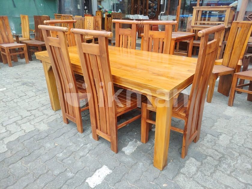 Teak Heavy Legs Dining Table With 6 Chairs "6x3" for Sale | Kaduwela ...