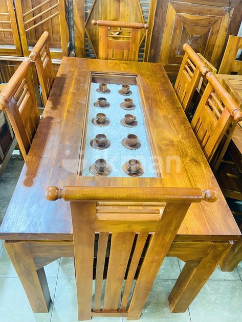 Teak Heavy Modern 4x4 inch Legs Dinning Table with 6 Chairs 6ftx3ft for ...