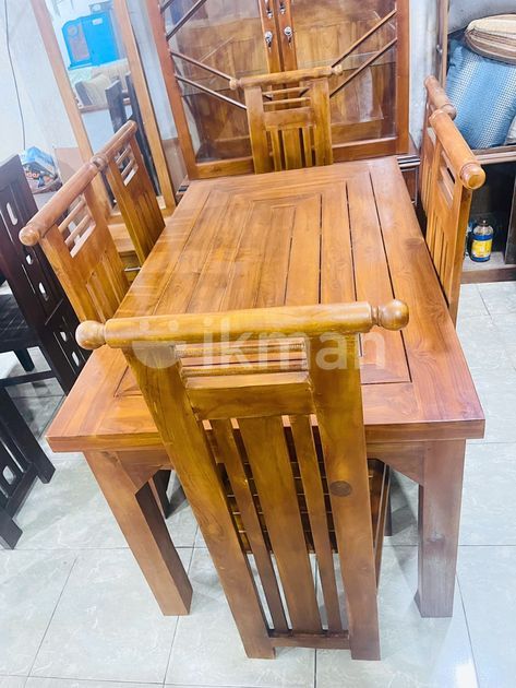 Teak Heavy Modern 5x3ft Dining Table with 6 Chairs for Sale | Kaduwela ...