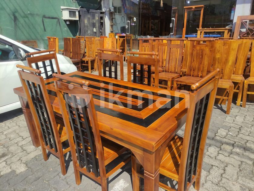 Teak Heavy Modern Dining Table With 6 Chairs 6x3 | Kaduwela | ikman