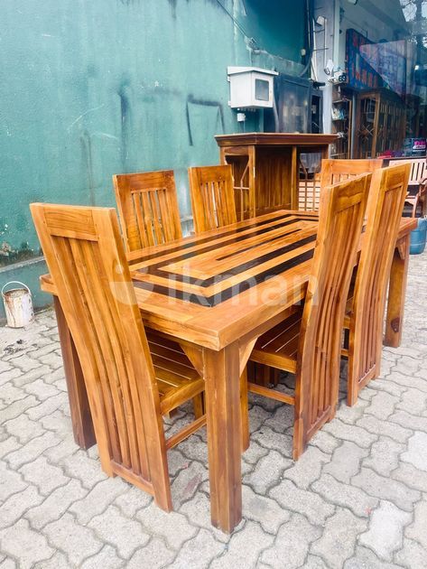 Teak Heavy Modern Dining Table with 6 Chairs 6x3 for Sale | Kaduwela ...