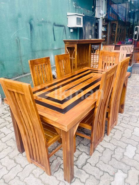 Teak Heavy Modern Dining Table With 6 Chairs 6x3 | Kaduwela | ikman