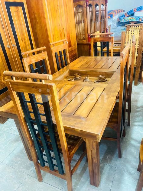 Teak Heavy Modern Dining Table With 6 Chairs 6x3 | Kaduwela | ikman