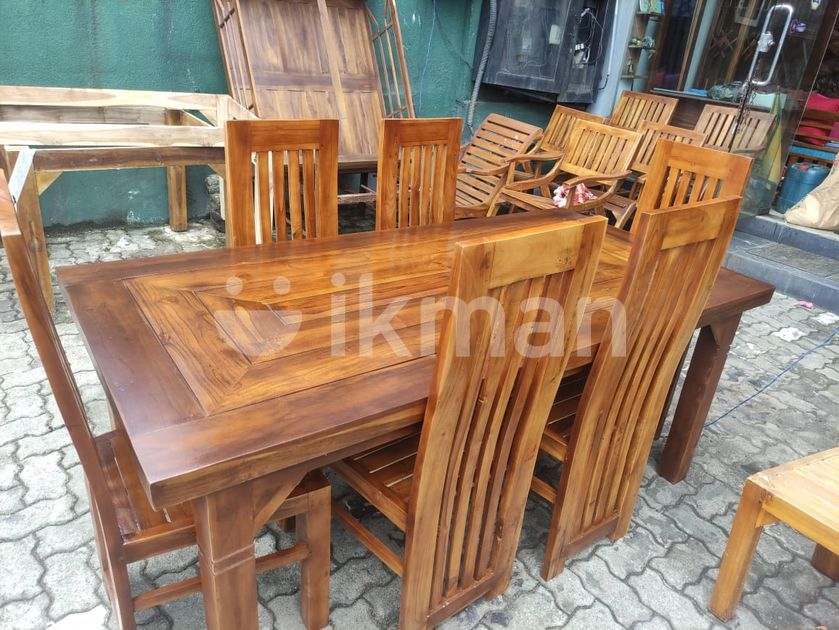 Teak Heavy Modern Dining Table With 6 Chairs 6x3 | Kaduwela | ikman