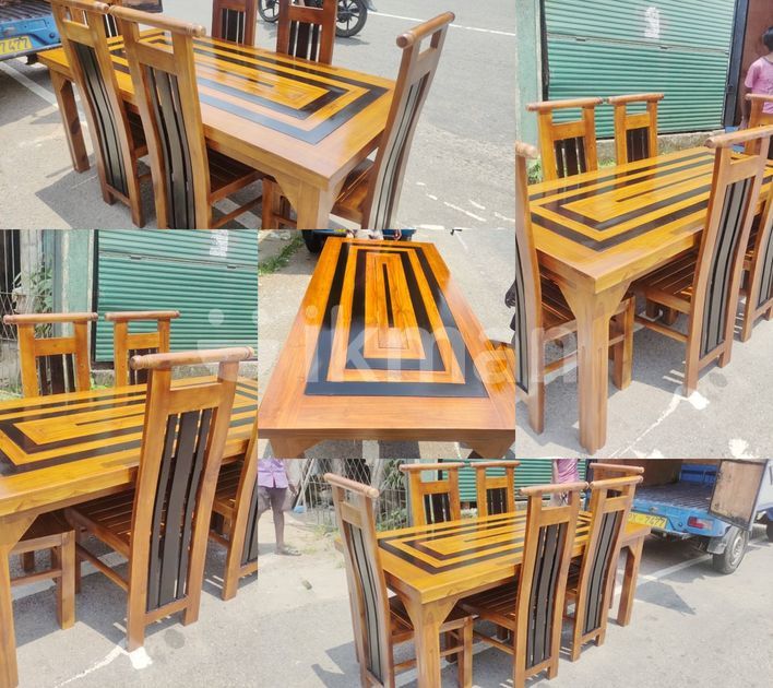 Teak Heavy Modern Dining Table With 6 Chairs 6x3 | Kaduwela | ikman