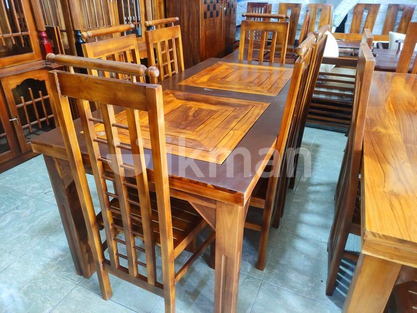 Teak Heavy Modern Dining Table with 6 Chairs 6x3 | Kaduwela | ikman
