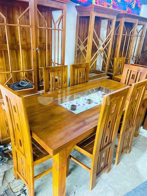 Teak Heavy Modern Dining Table With 6 Chairs for Sale | Kaduwela | ikman