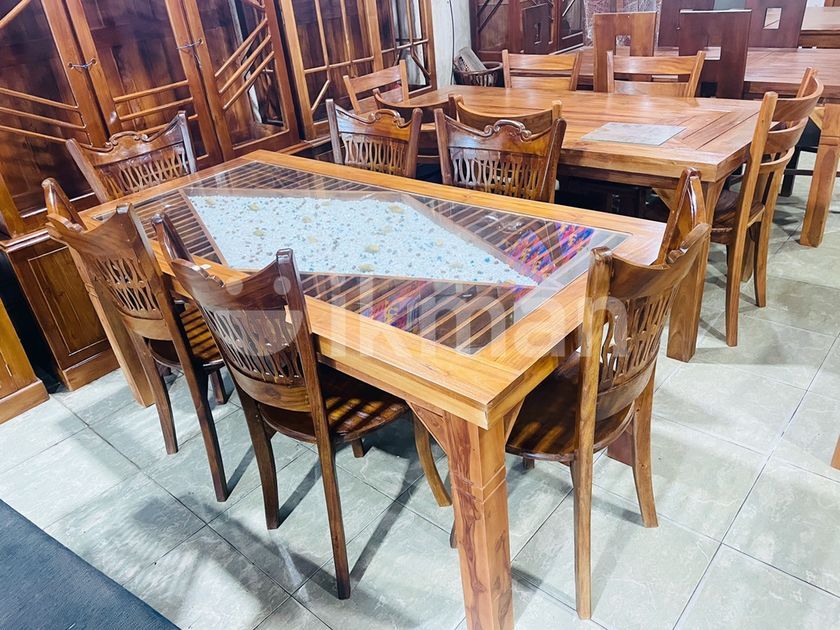 Teak Heavy Modern Dining Table with 6 Crown Chairs for Sale | Kaduwela ...