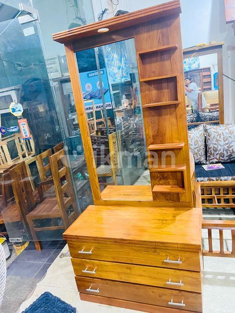 Teak Heavy Modern Ex Large Box Dressing Table with LED Light for Sale ...