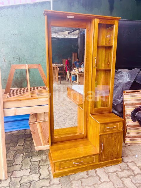 Teak Heavy Modern Full Height Dressing Table with LED Light for Sale ...