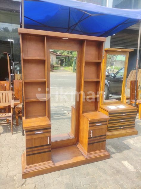 Teak Heavy Modern Full Height Mirror Double Side Racks Dressing Table ...