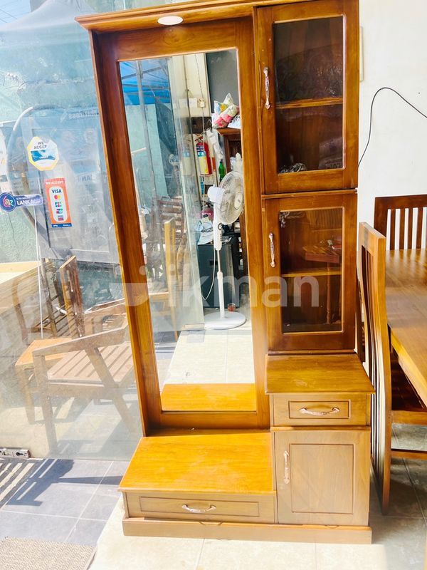 Teak Heavy Modern Full Height Mirror Dressing Table with Makeup Light ...