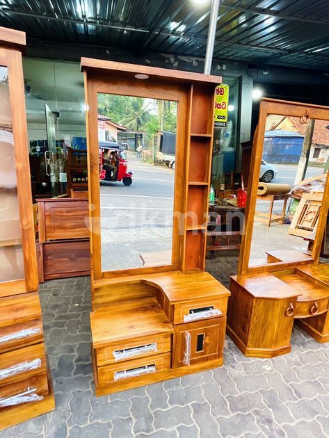 Teak Heavy Modern Large Dressing Table with LED Light for Sale ...