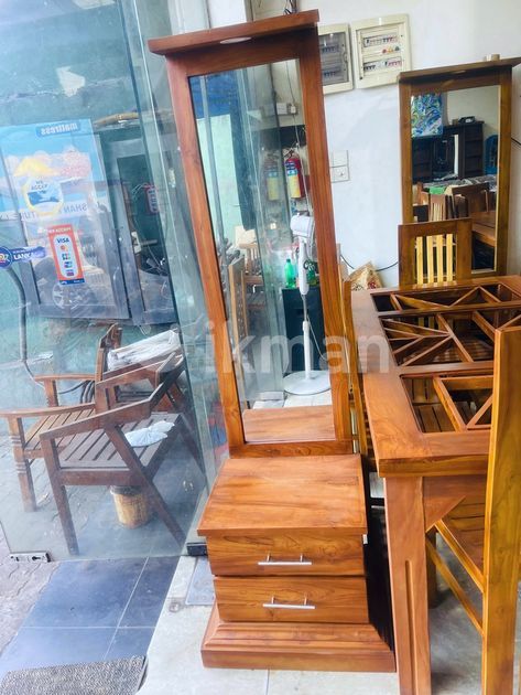 Teak Heavy Modern Large Dressing Table with LED Makeup Light for Sale ...