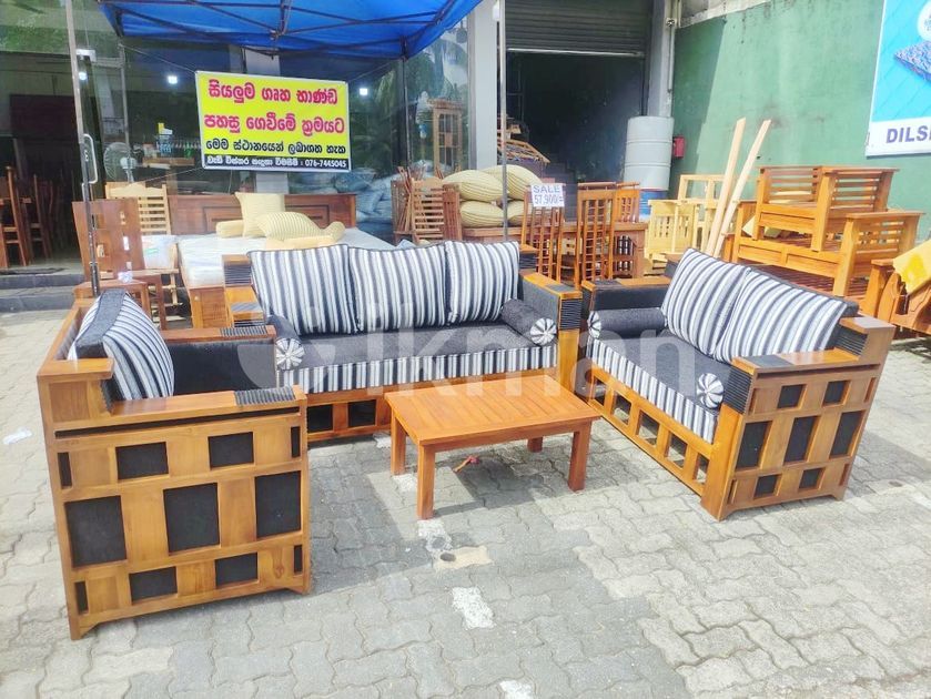 Teak Heavy Modern Luxury Indian Sofa Set with Stool for Sale | Kaduwela ...
