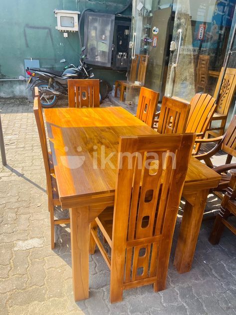Teak HeavyLegs (3.5ft) Modern Dining Table With 6 Chairs 6x3 for Sale ...