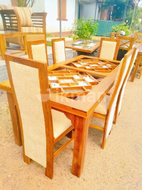 Teak Modern Dining Table and 6 Cution Chairs Code 0164 | Kaduwela | ikman