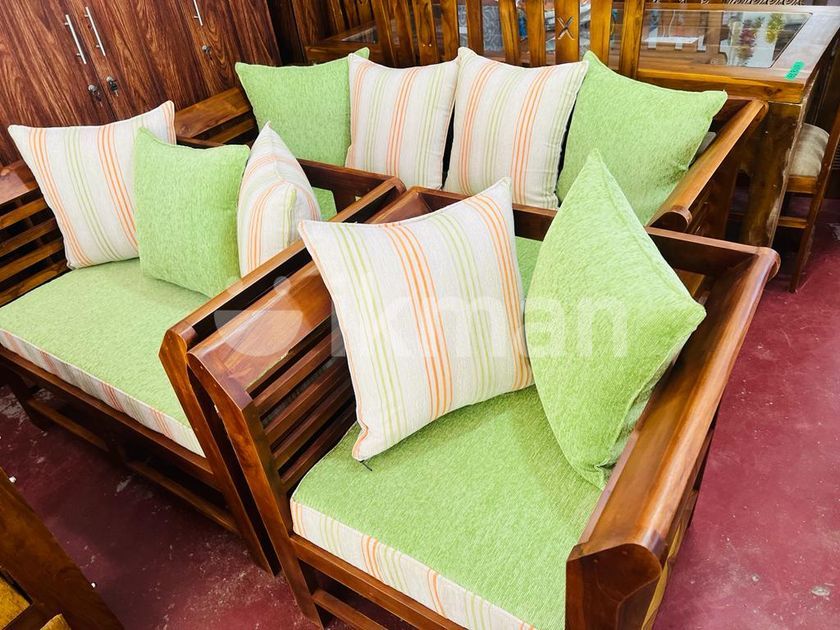 Teak Modern Heavy 321 Sofa Set With Glass Top Stool Code 32586 ...