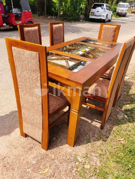Teak Modern Heavy Dining Table with 6 Full Cushion Chairs Code 6042 ...