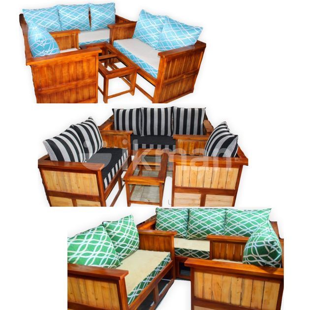 Teak with burutha Luxury fabric sofa glass stool | Kaduwela | ikman
