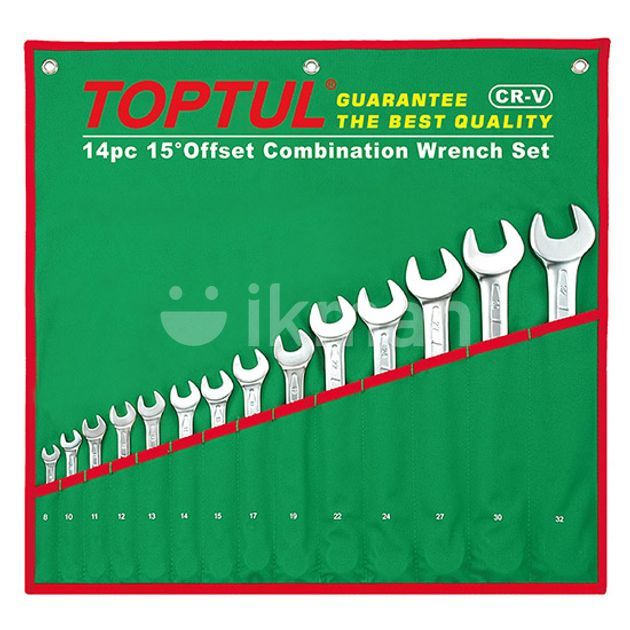 Toptul 15° Offset Standard Combination Wrench Set - Pouch Bag 14 Pcs ...