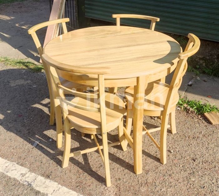 Treated Athdemata Natural Color Dining Table With 4 Chairs 3x3 for Sale ...