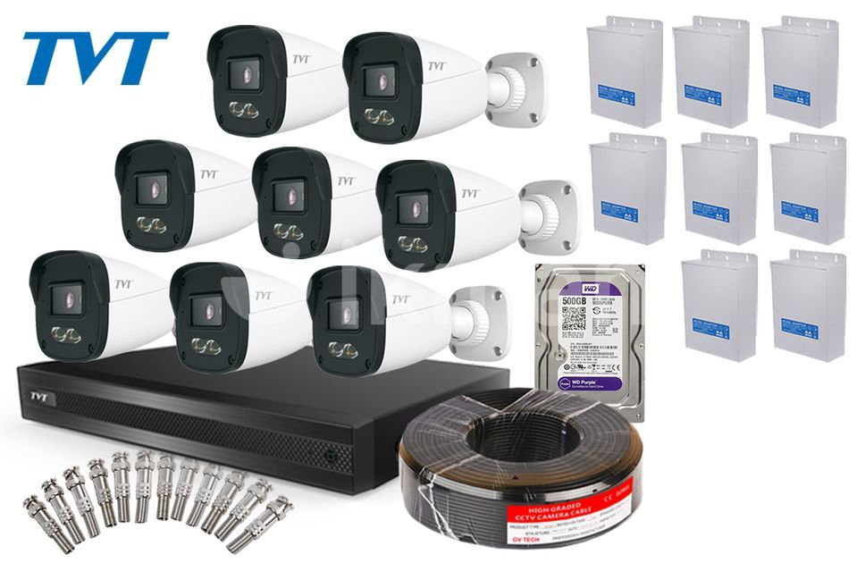Tvt 2 Mp Color Night Vu CCTV 8 Camera Package with Voice Record for ...