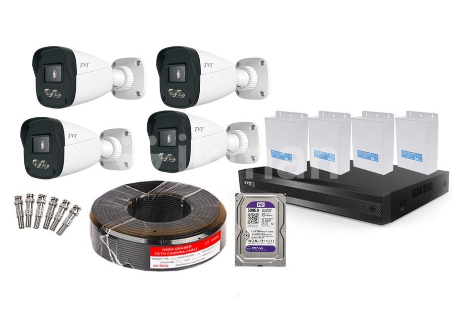 TVT Night Vision Full Color 5MP CCTV 04 Mic Camera Package for Sale in ...